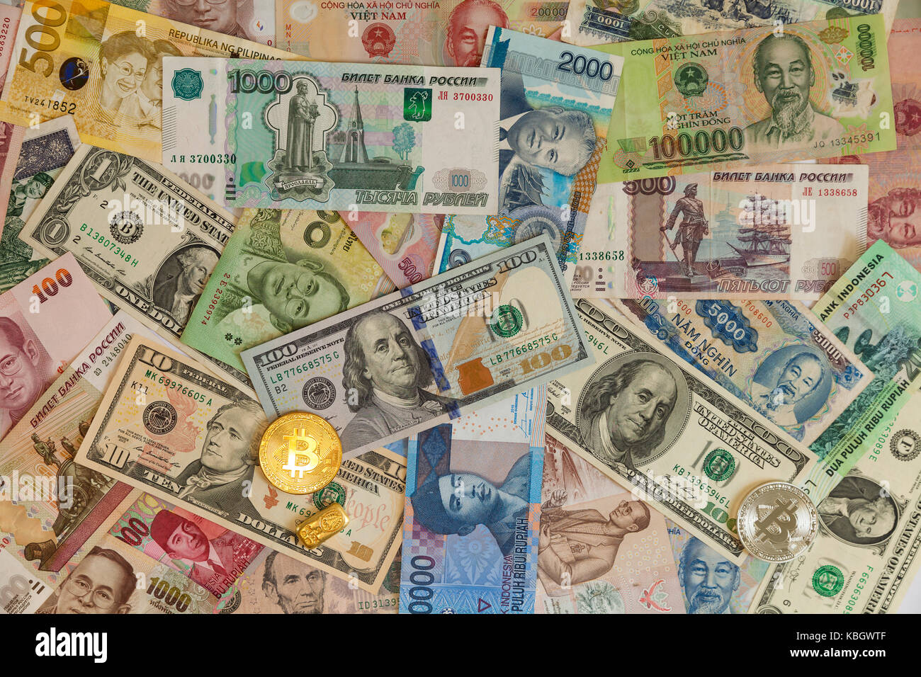 bitcoin btc coin on background us dollar USA and and other ...