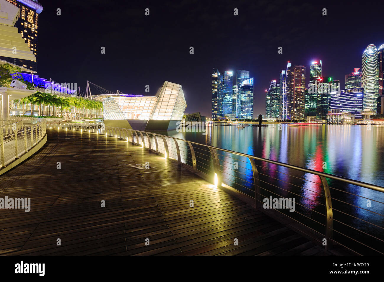 view of marina bay front at night, singapore Stock Photo - Alamy