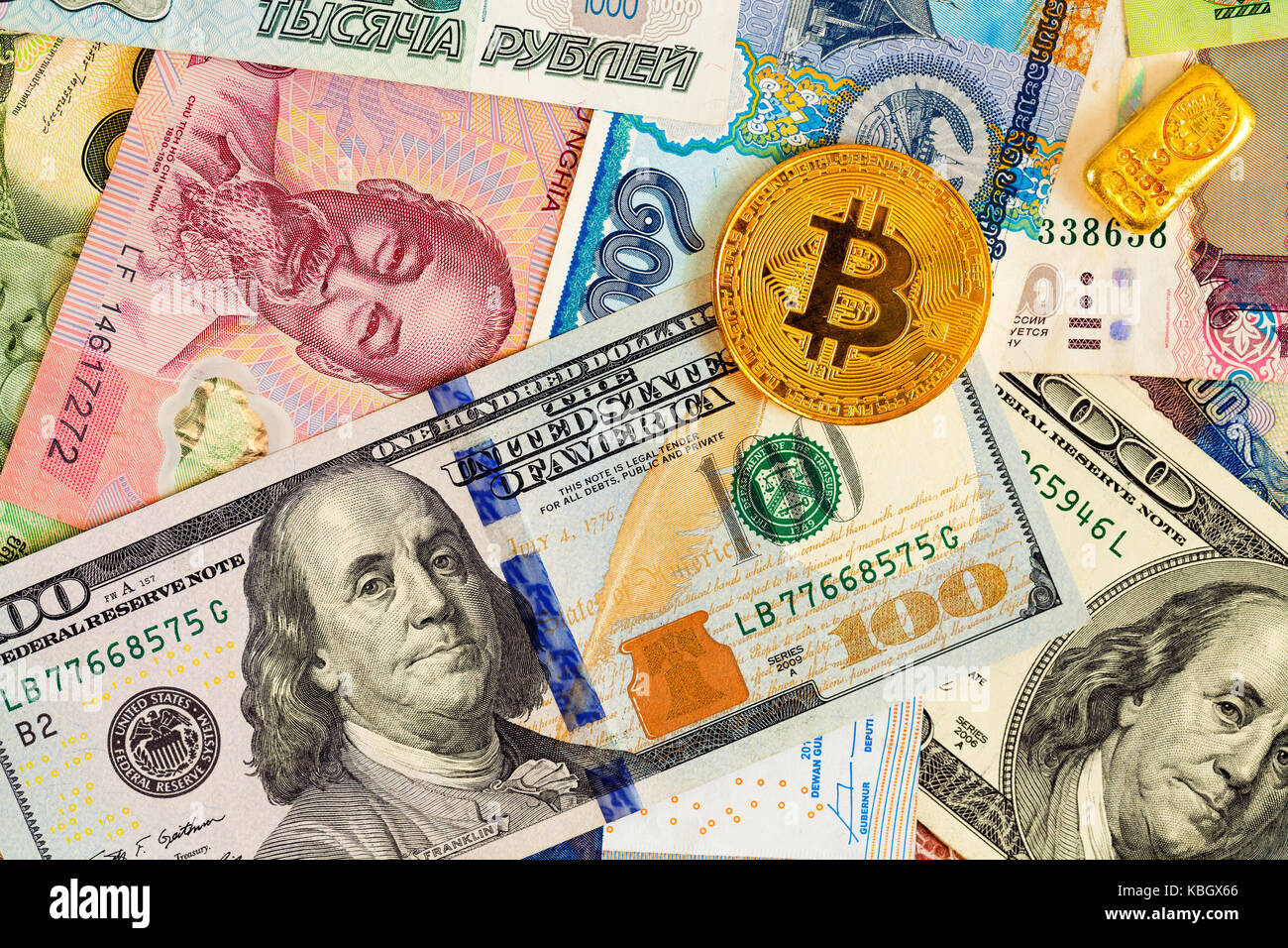 bitcoin btc coin on background us dollar USA and and other ...