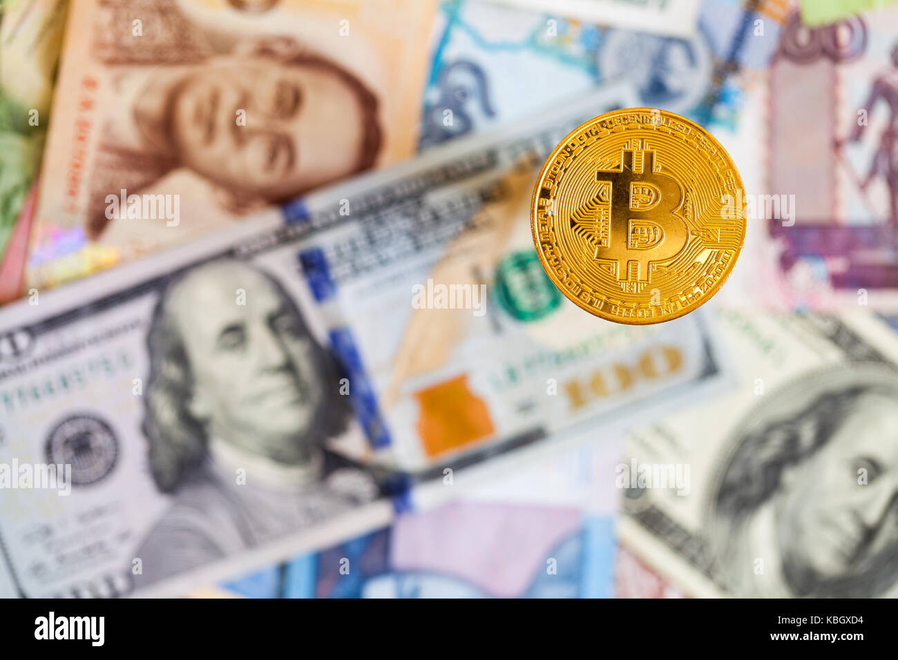 bitcoin btc coin on background us dollar USA and and other ...