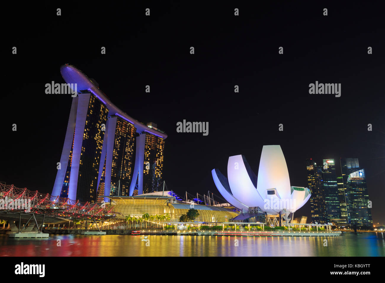 view of marina bay at night, urban landscape of Singapore Stock Photo - Alamy