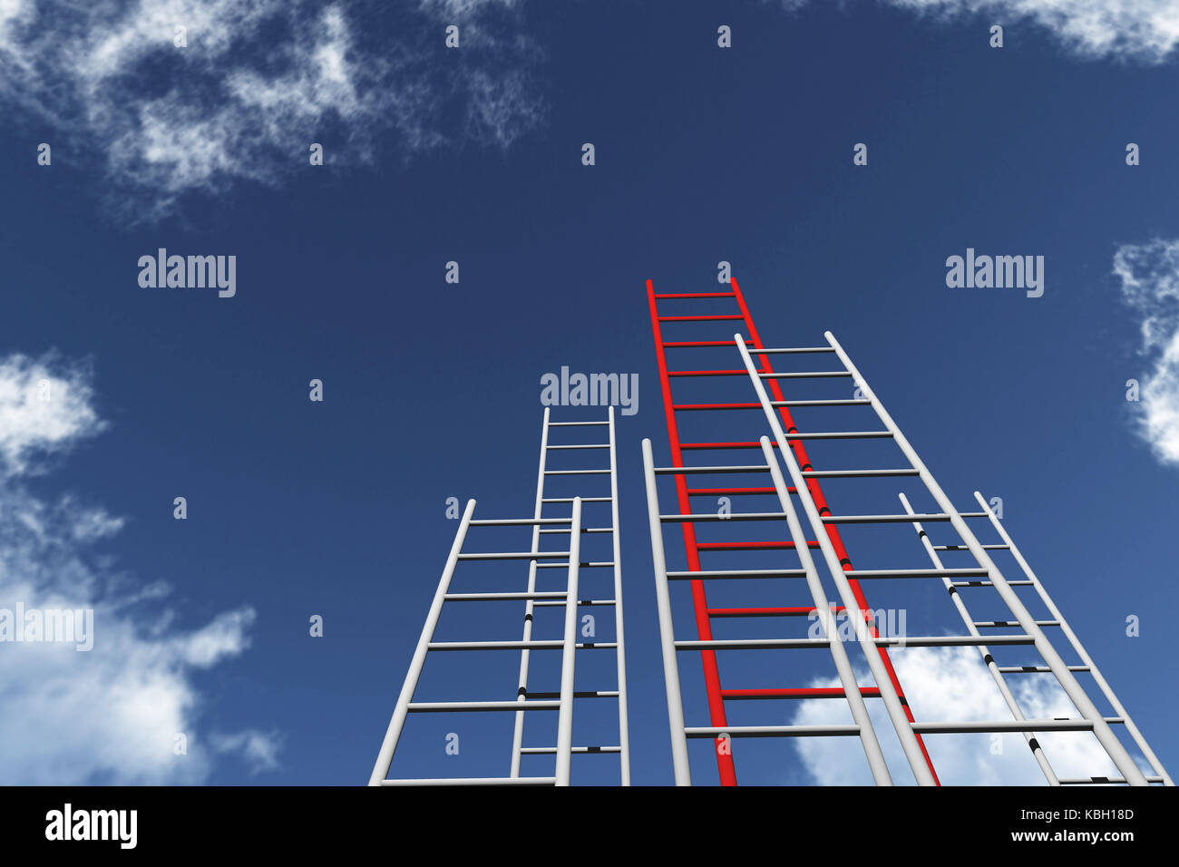 Red ladder reaching into the sky. Growth, future, development concept ...