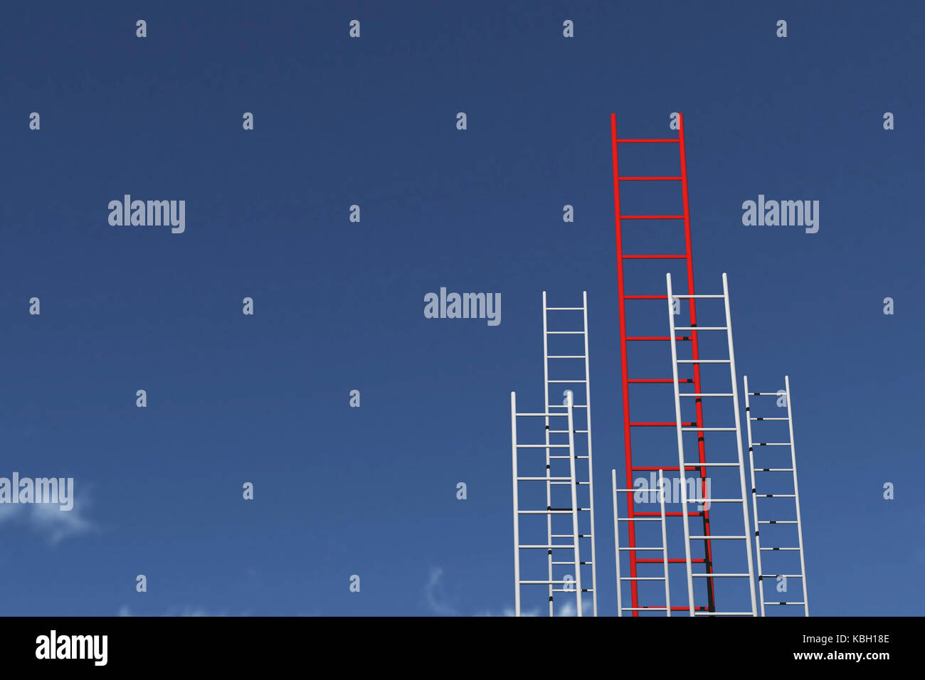 Red ladder reaching into the sky. Growth, future, development concept ...