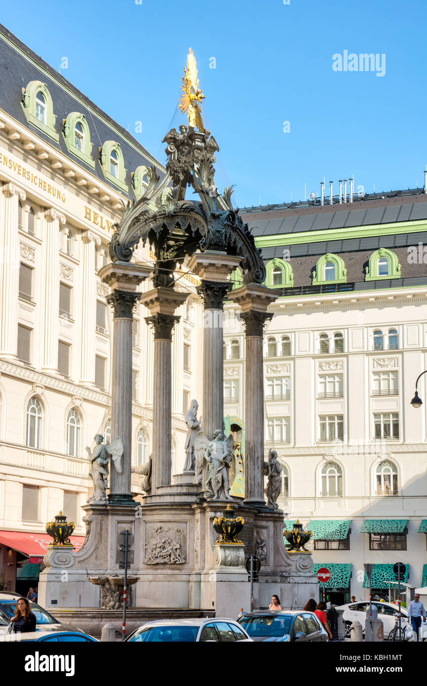 VIENNA, AUSTRIA - AUGUST 29: The Josefsbrunnen fountain at Hoher Markt ...