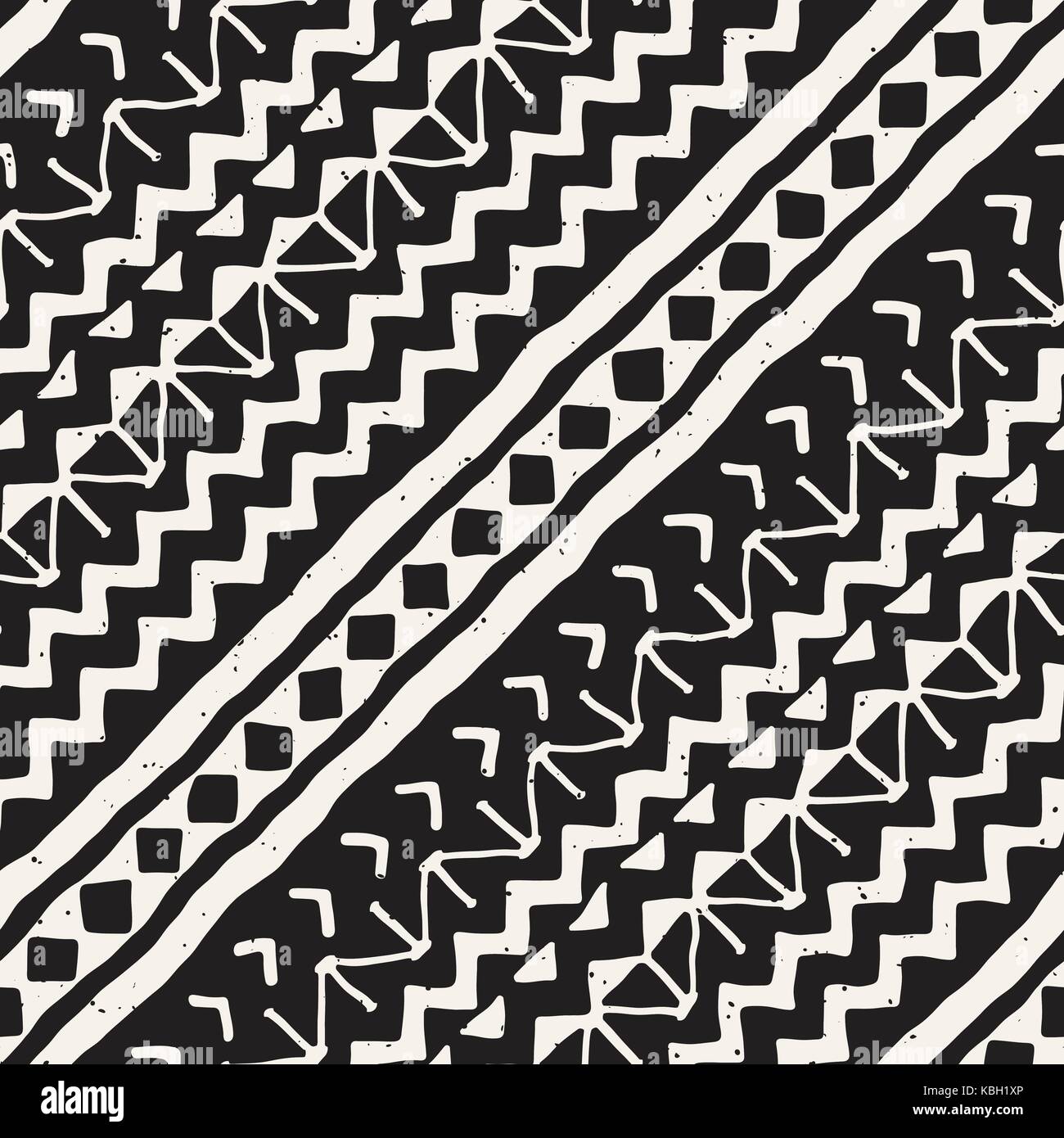 Hand drawn painted seamless pattern. Vector tribal design background ...