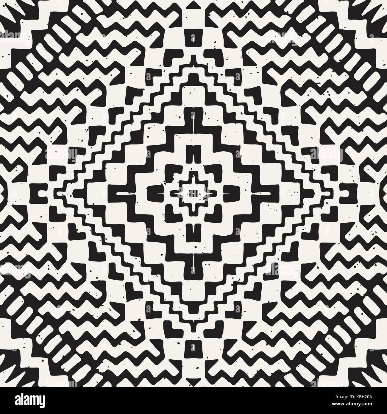Hand drawn painted seamless pattern. Vector tribal design background ...