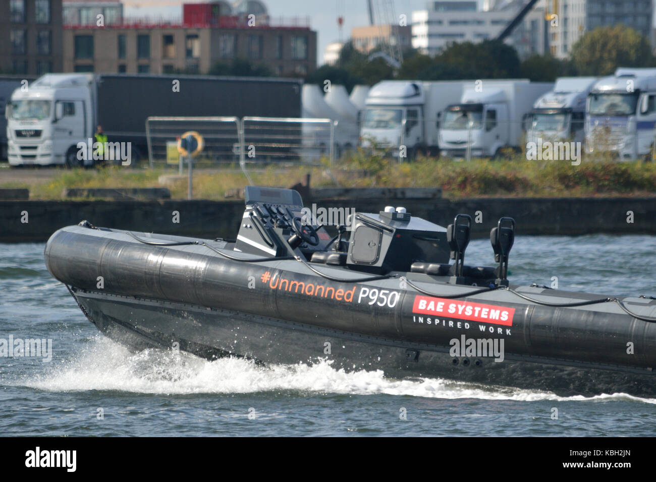 BAE Systems unmanned Pacific 950 RHIB being demonstrated at DSEi 2017 ...