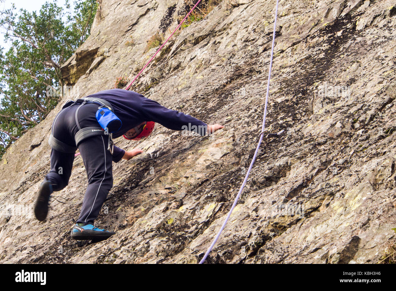 Mike withers seconding a new, unclimbed route on Raven Crag in Langdale ...