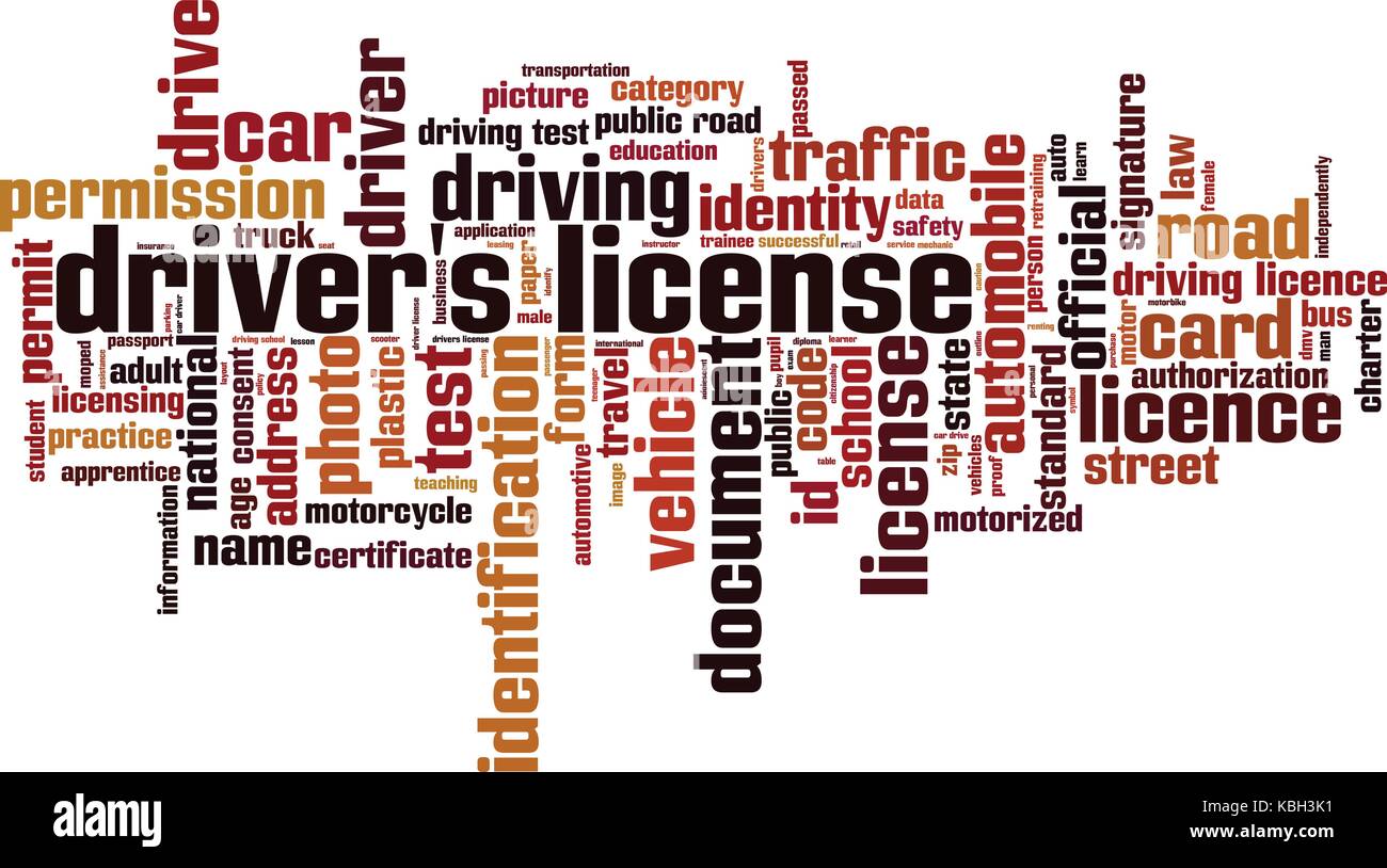 Driver's license word cloud concept. Vector illustration Stock Vector ...