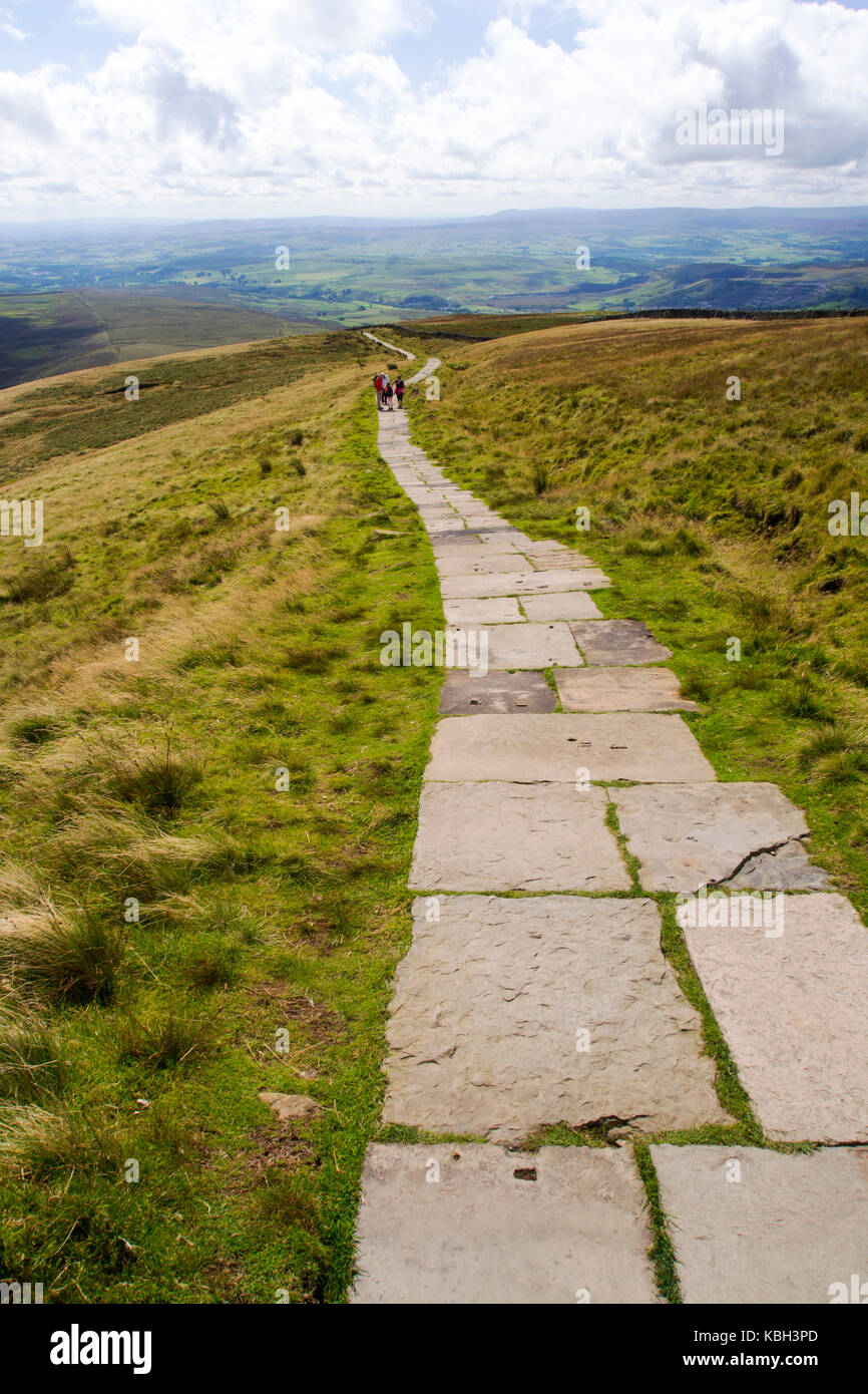 Walkers on a constructed flag path to prevent erosion on the summit ...