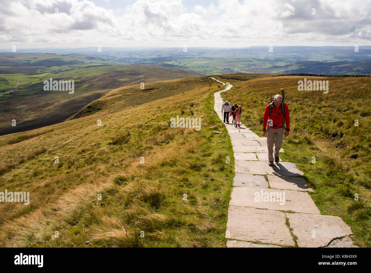 Walkers on a constructed flag path to prevent erosion on the summit ...