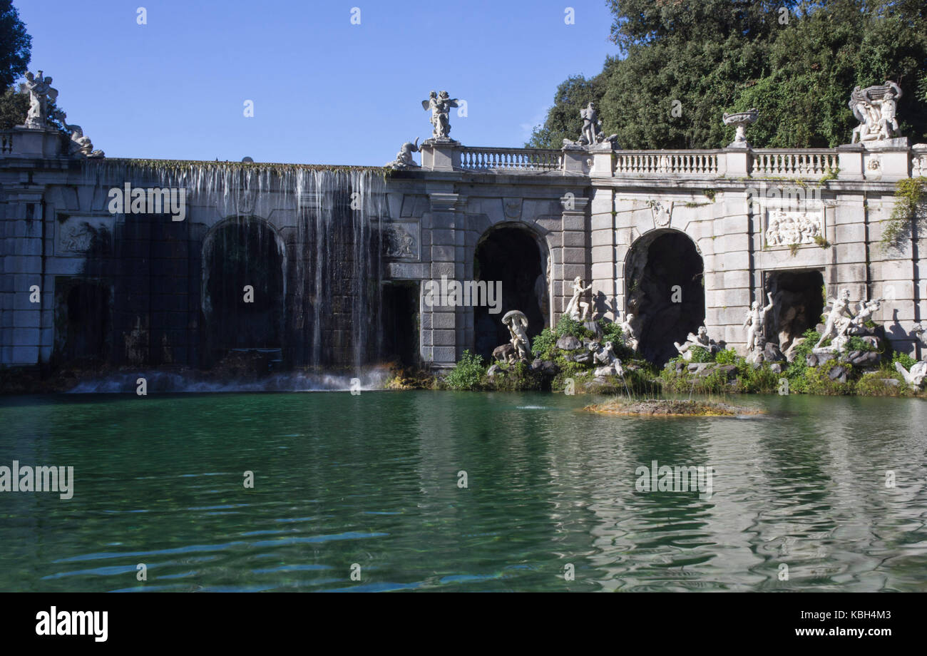 Caserta, Italy, August 14, 2014: Caserta Palace Royal Garden. Iinspired ...