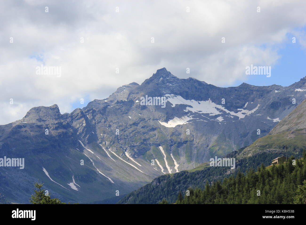 MADESIMO, ITALY - AUG 21: Overview of the peek of a mountain in summer ...