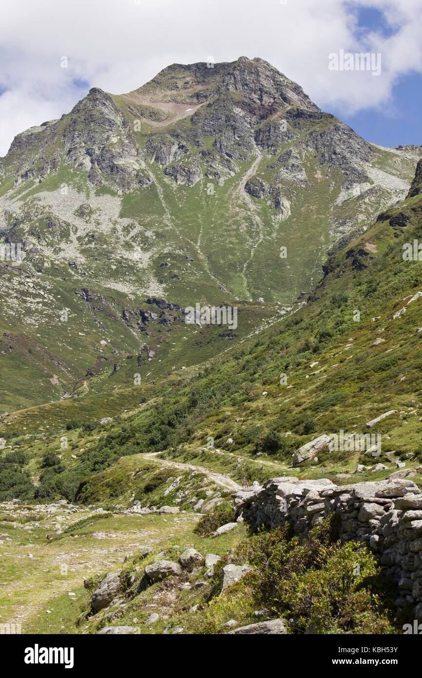 MADESIMO, ITALY - AUG 21: Madesimo Valley floor, natural and peaceful ...