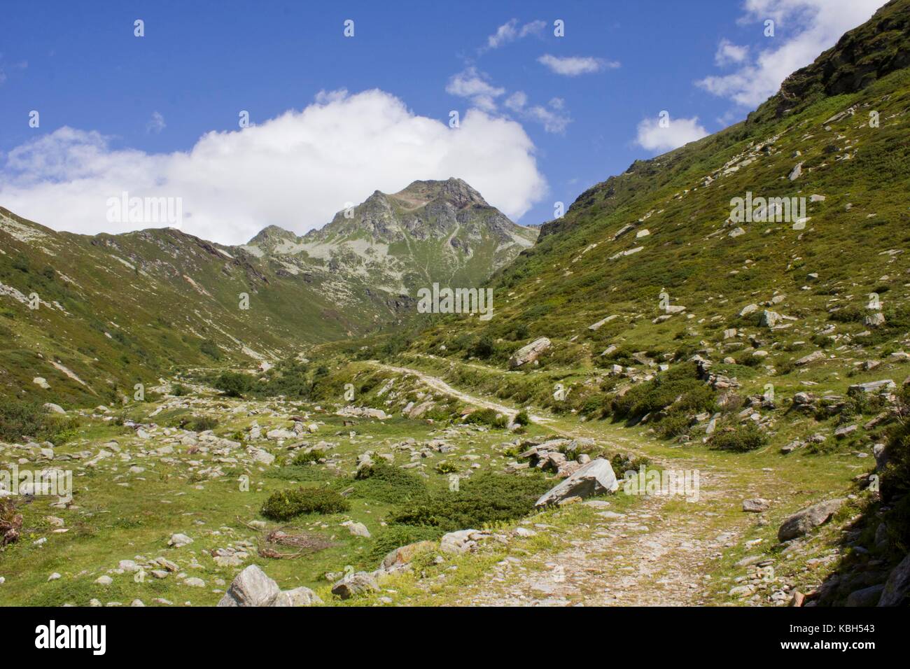 MADESIMO, ITALY - AUG 21: Madesimo Valley floor, natural and peaceful ...