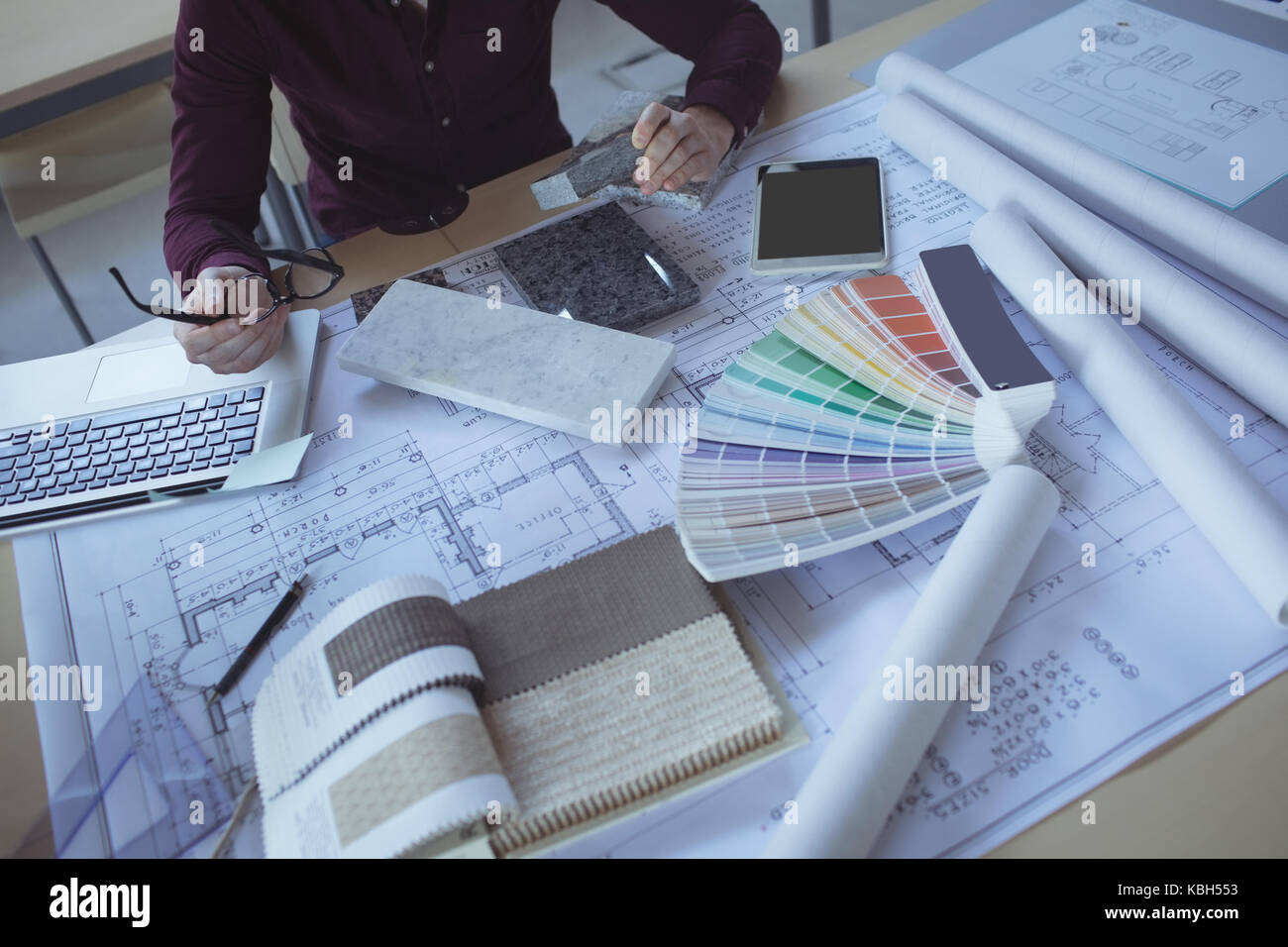 Mid section of architect working table in studio Stock Photo - Alamy