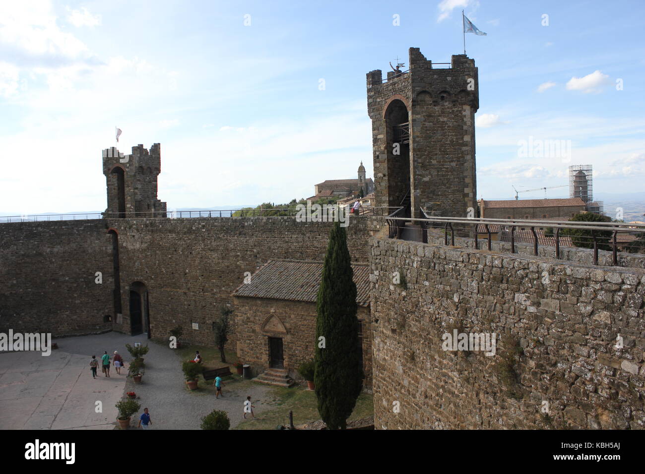 Montalcino, Italy, August 25 2014: Montalcino Castle, overview. A 1400 ...