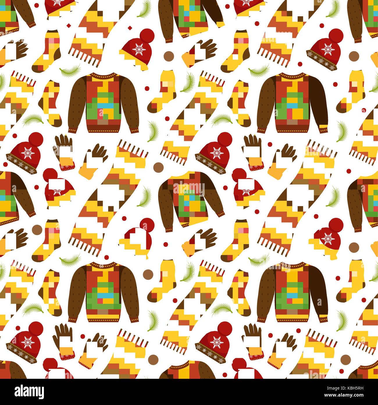 Winter apparel seamless pattern. Christmas clothes repeating texture ...
