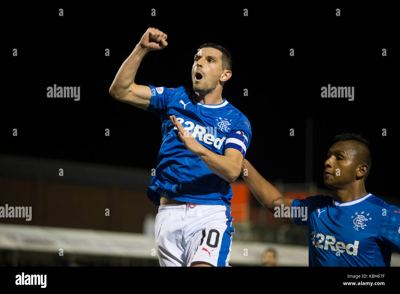 Rangers Graham Dorrans celebrates scoring his side's fourth goal of the ...