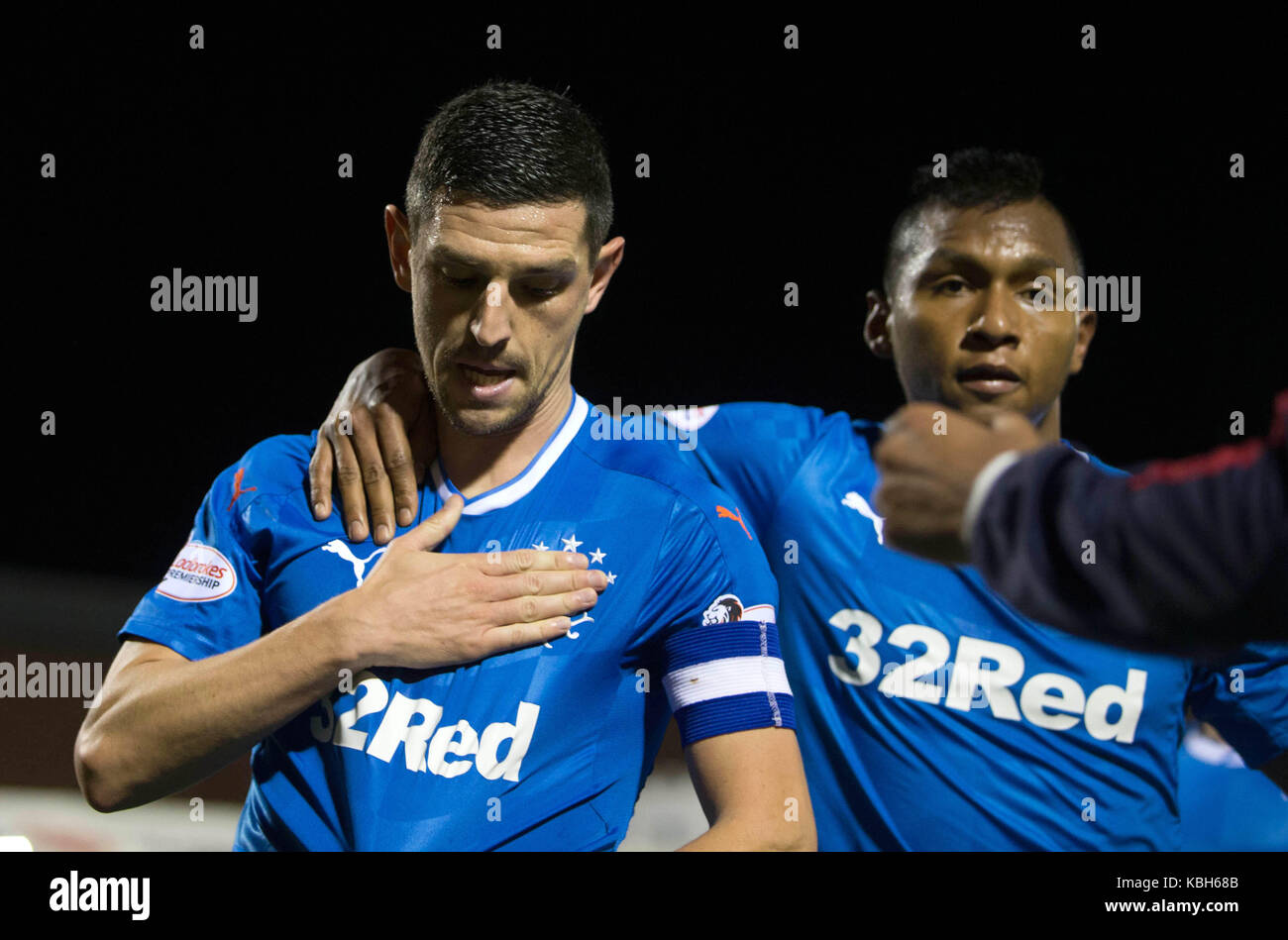 Rangers Graham Dorrans celebrates scoring his side's fourth goal of the ...