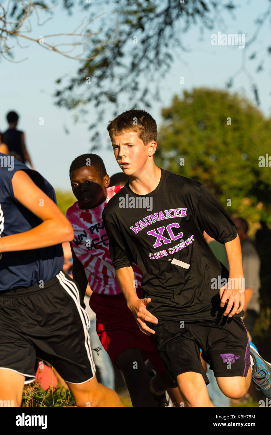 Boys participate in a cross country (running) meet at Verona Area High ...