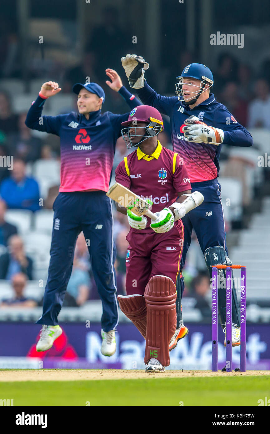 London,UK. 27 September 2017. Joe Root and Jos Butler go up but Jason ...