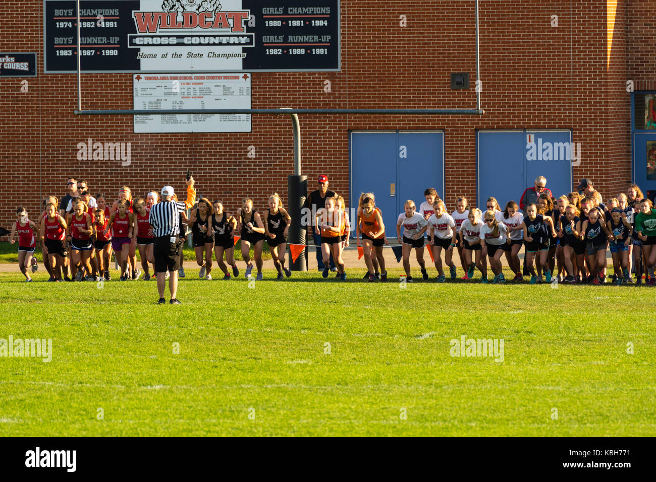 Girls participate in a cross country (running) meet at Verona Area High ...