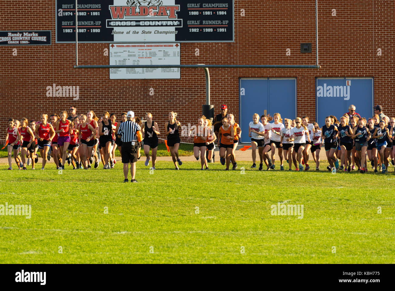 Girls participate in a cross country (running) meet at Verona Area High ...