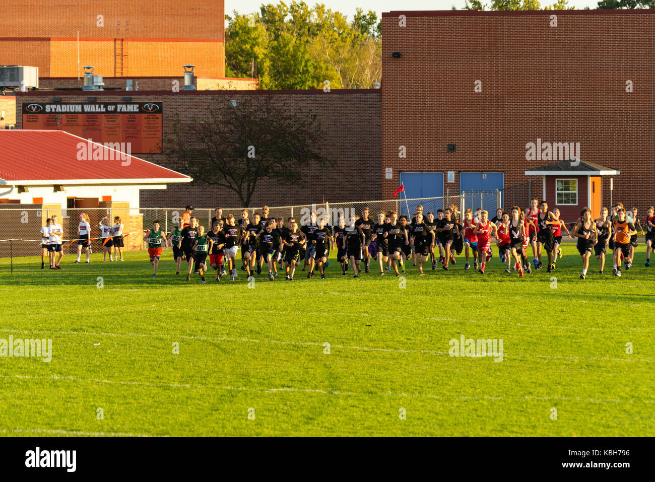 Boys participate in a cross country (running) meet at Verona Area High ...