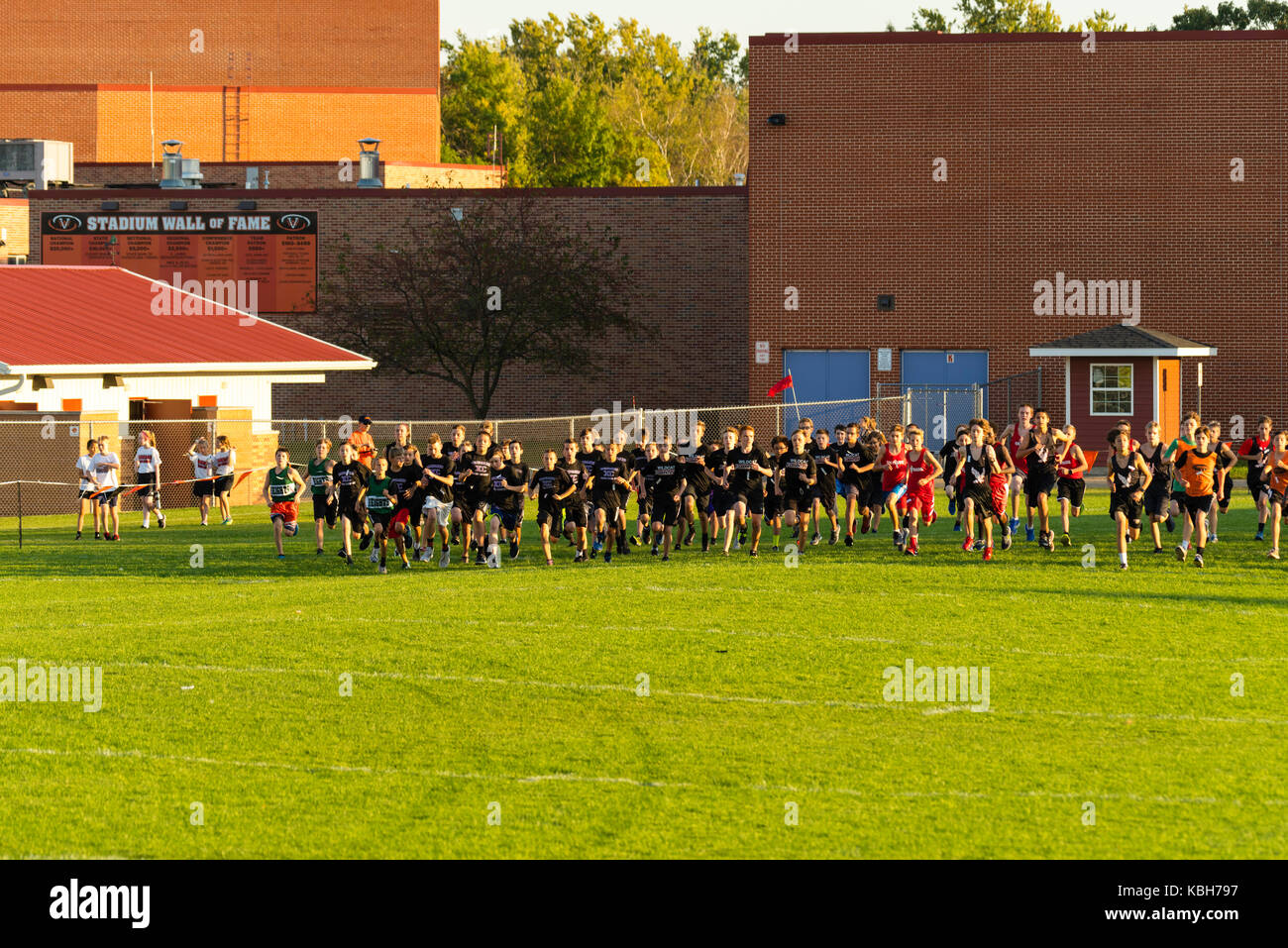 Boys participate in a cross country (running) meet at Verona Area High ...
