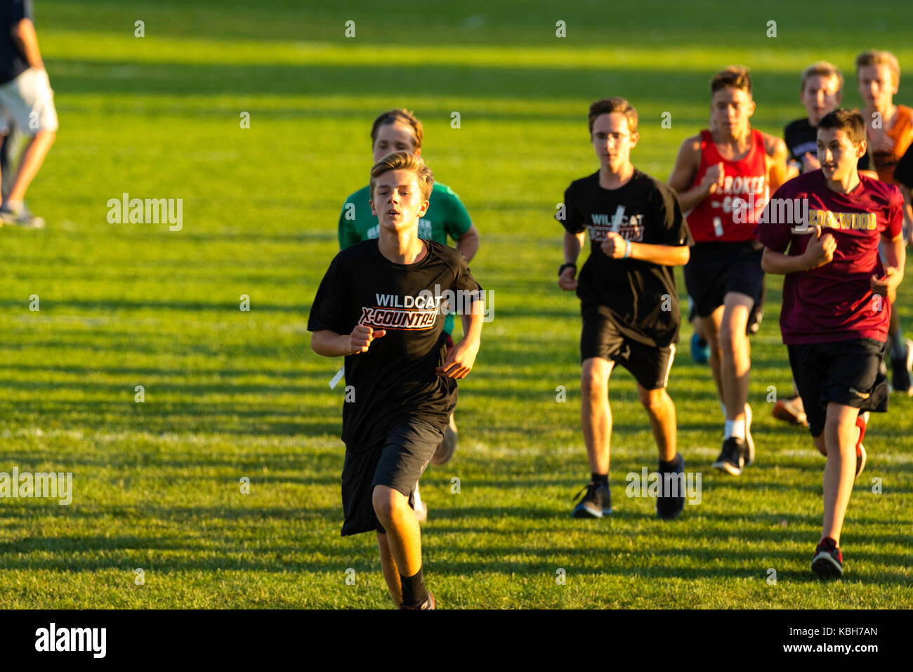 Boys participate in a cross country (running) meet at Verona Area High ...