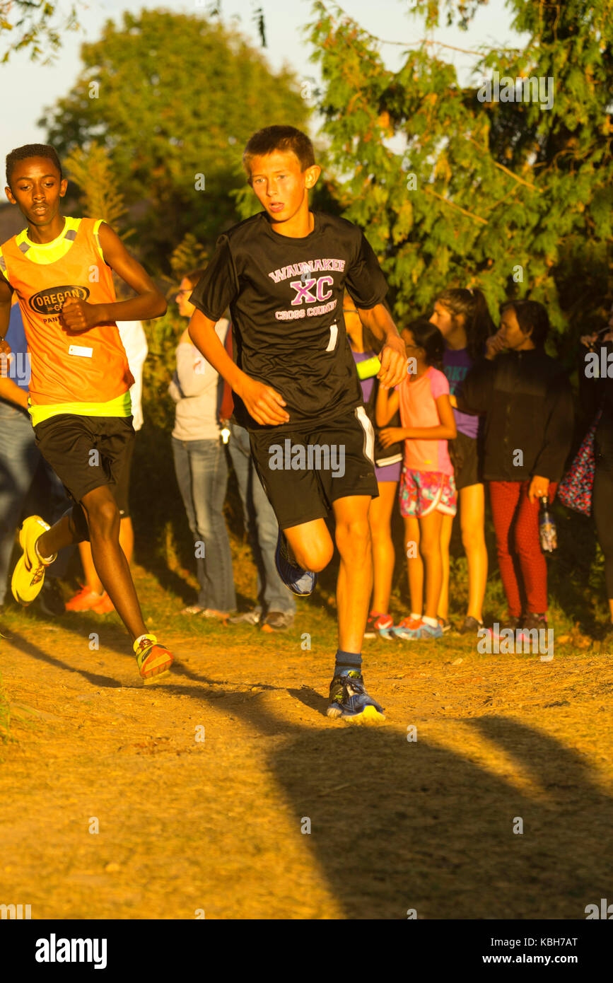 Boys participate in a cross country (running) meet at Verona Area High ...