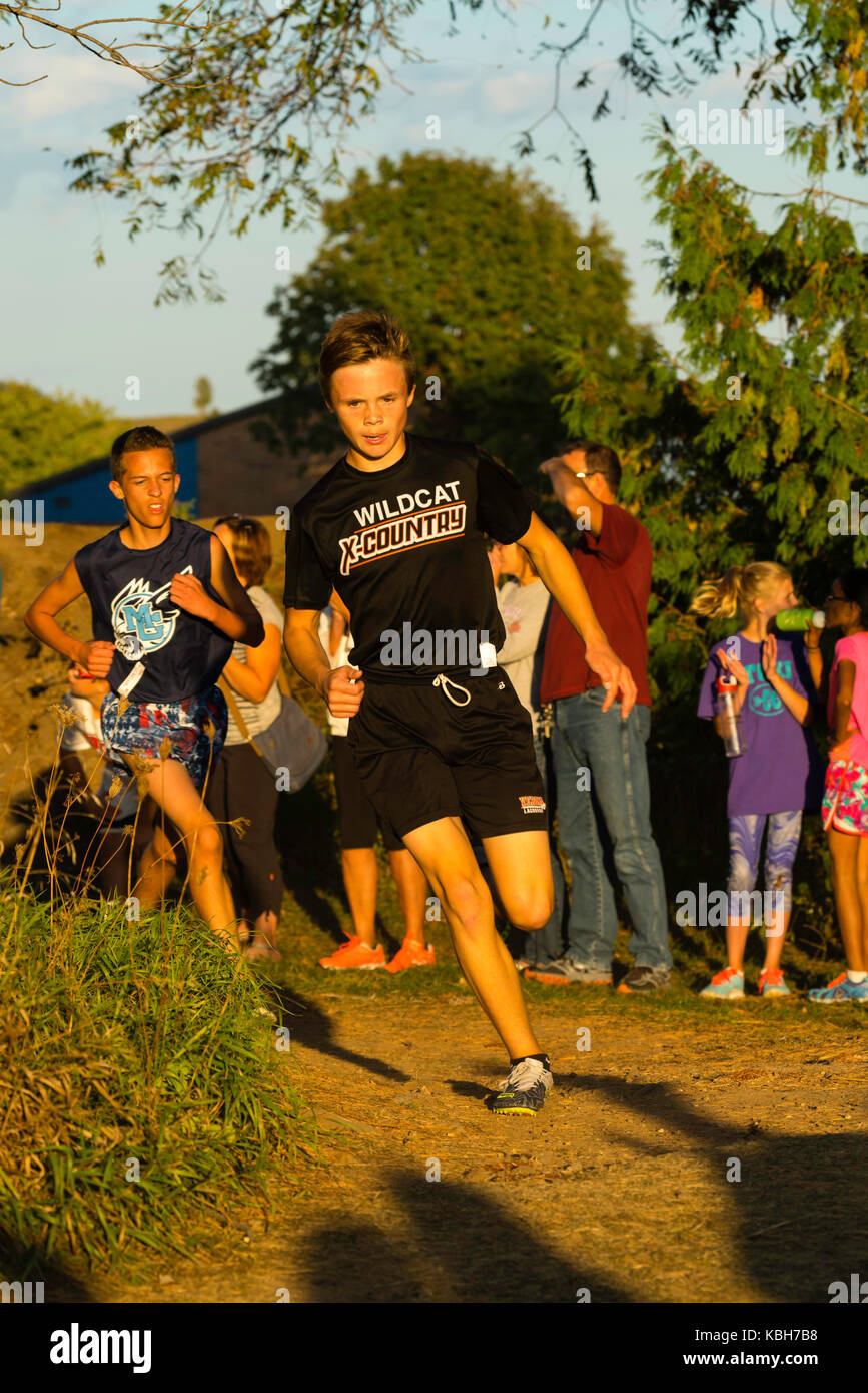 Boys participate in a cross country (running) meet at Verona Area High ...