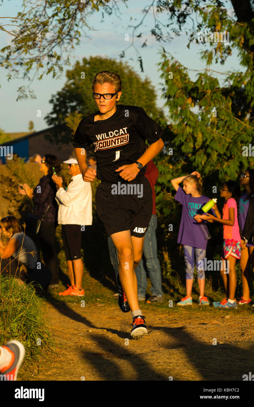 Boys participate in a cross country (running) meet at Verona Area High ...