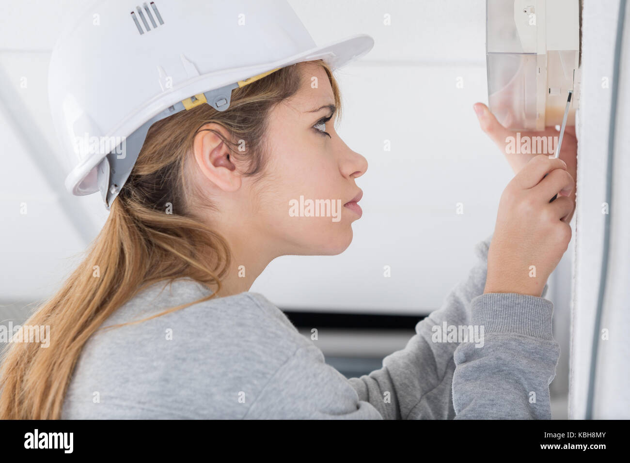 removing the light wall casing Stock Photo - Alamy