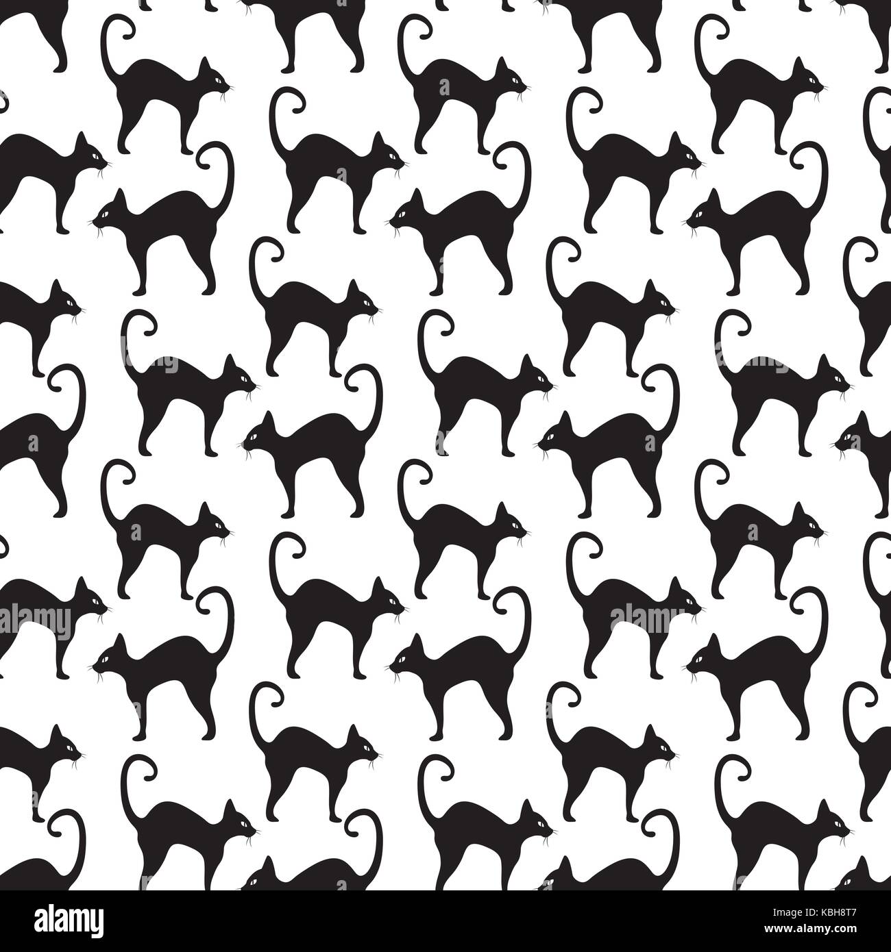 Black cat seamless pattern. Cats repetitive texture. Halloween endless ...