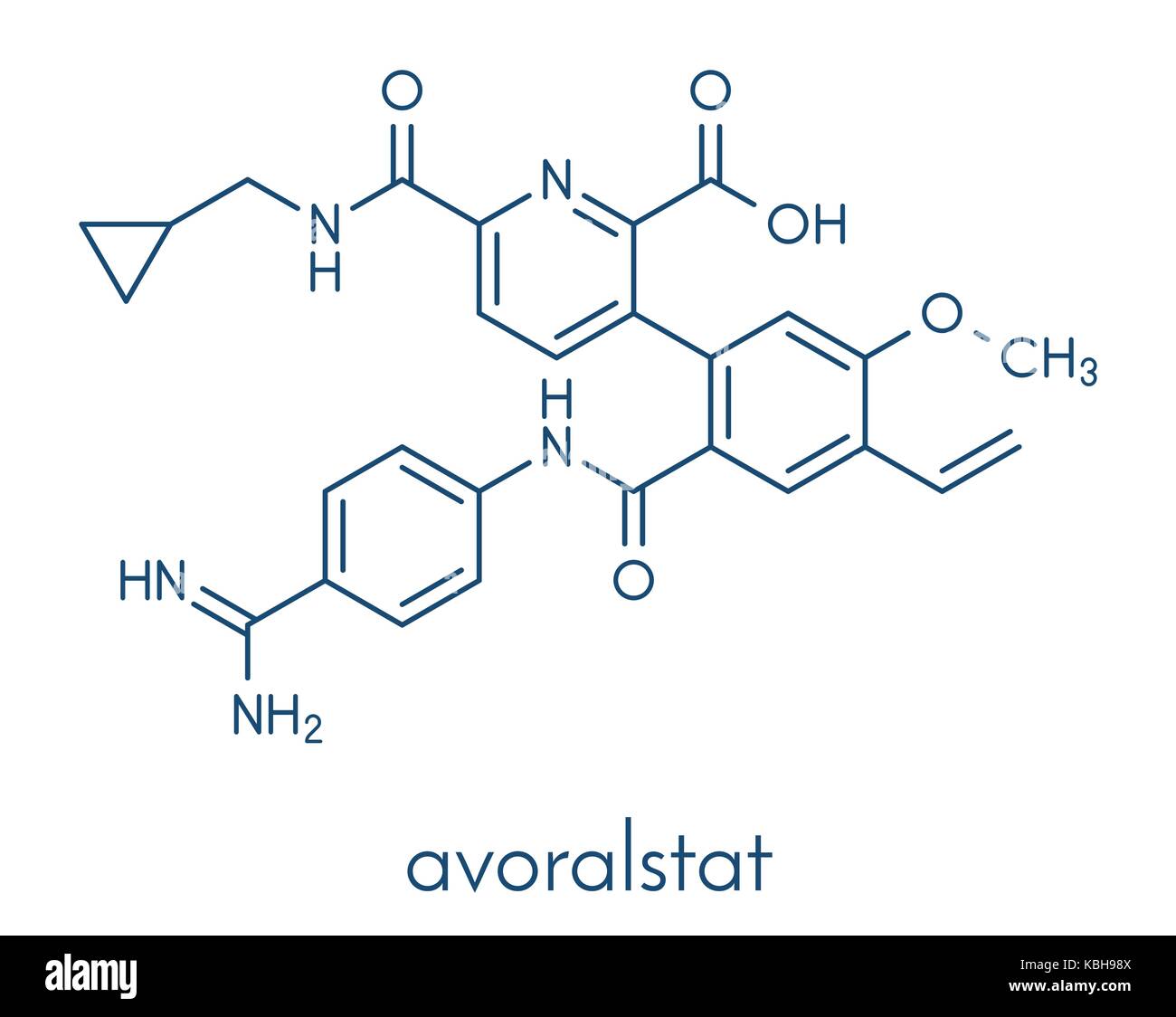 Avoralstat hereditary angioedema (HAE) drug molecule. Skeletal formula ...