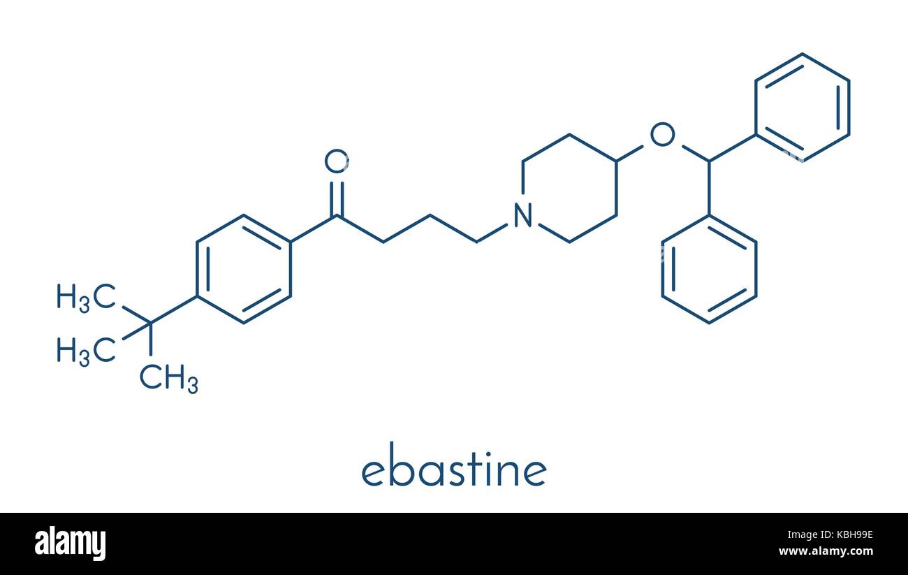 Ebastine antihistamine drug molecule. Skeletal formula Stock Vector ...