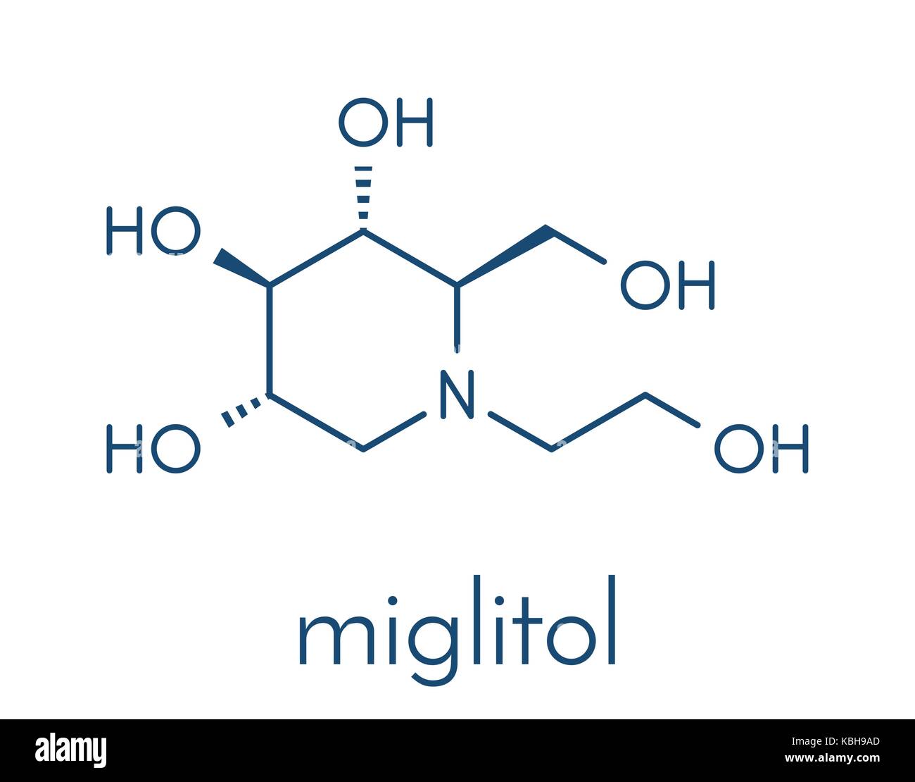 Miglitol diabetes drug molecule. Skeletal formula Stock Vector Image ...