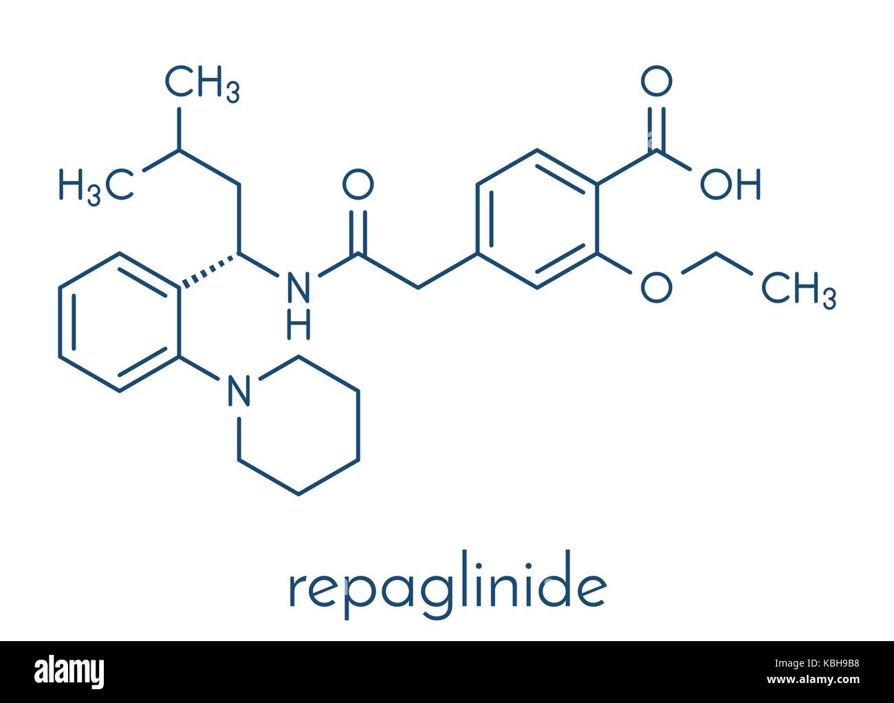 Repaglinide diabetes drug molecule. Skeletal formula Stock Vector Image ...