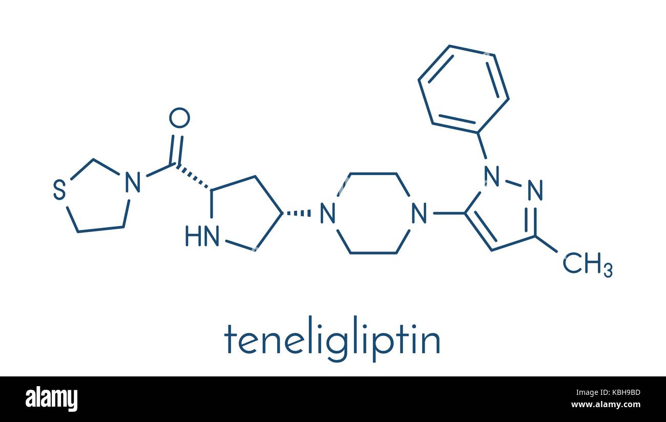 Teneligliptin diabetes drug molecule. Skeletal formula Stock Vector ...