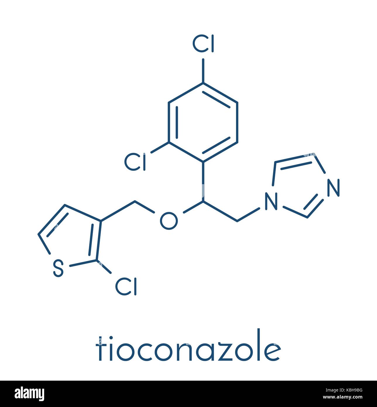Tioconazole antifungal drug molecule. Skeletal formula Stock Vector ...