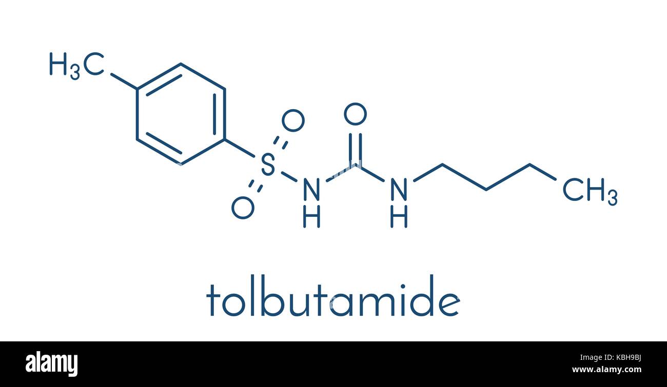 Tolbutamide diabetes drug molecule. Skeletal formula Stock Vector Image ...