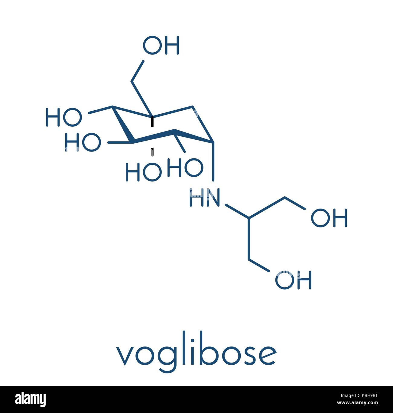 Voglibose diabetes drug molecule. Skeletal formula Stock Vector Image ...