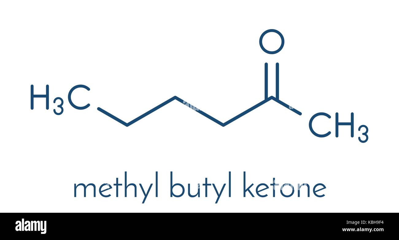 Methyl butyl ketone (MBK, 2-hexanone) solvent molecule. Skeletal ...