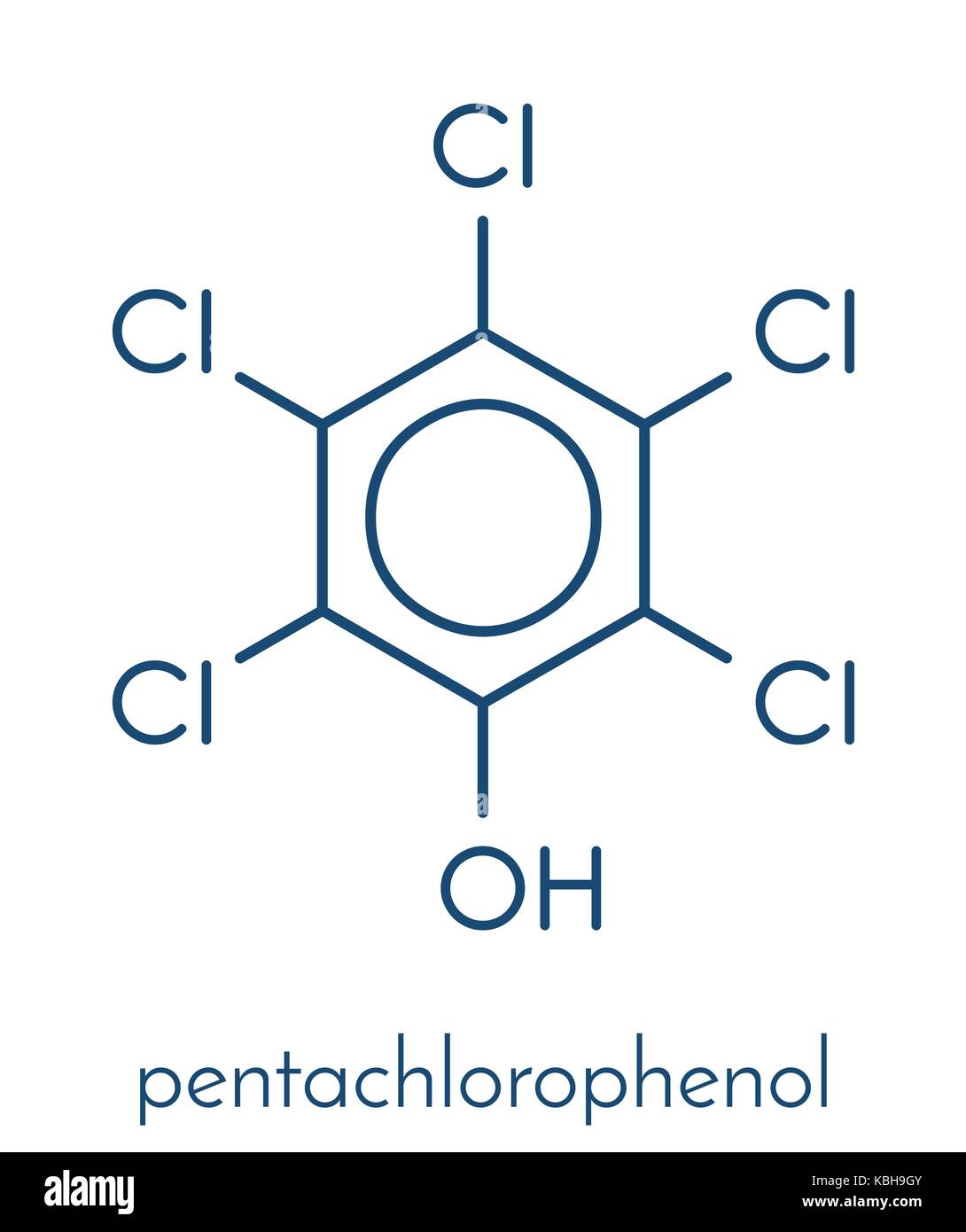 Pentachlorophenol (PCP) pesticide and disinfectant molecule. Often used ...