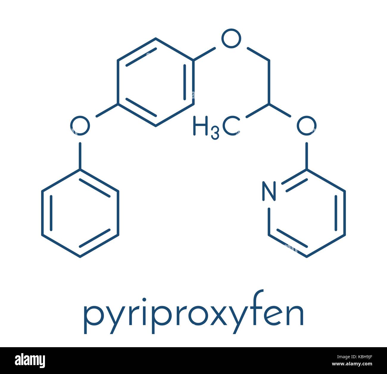Pyriproxyfen pesticide molecule. Juvenile hormone analogue that ...
