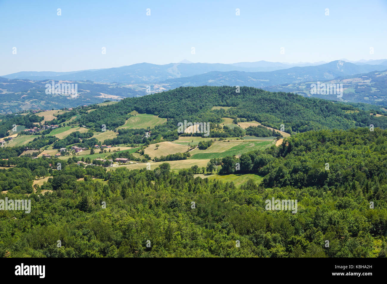 Mountain green valley stream landscape Stock Photo - Alamy