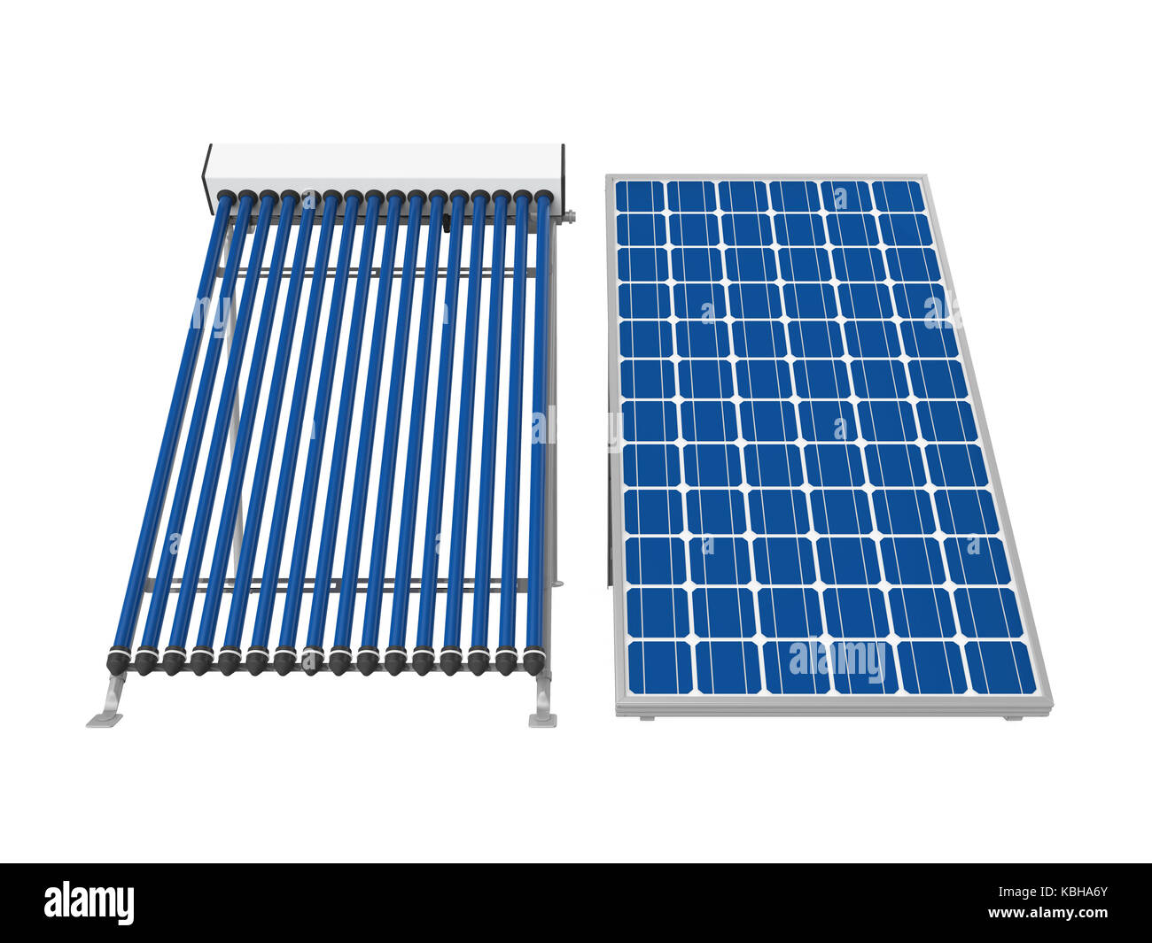 Solar Panel and Solar Heat Pipe Collector Stock Photo - Alamy