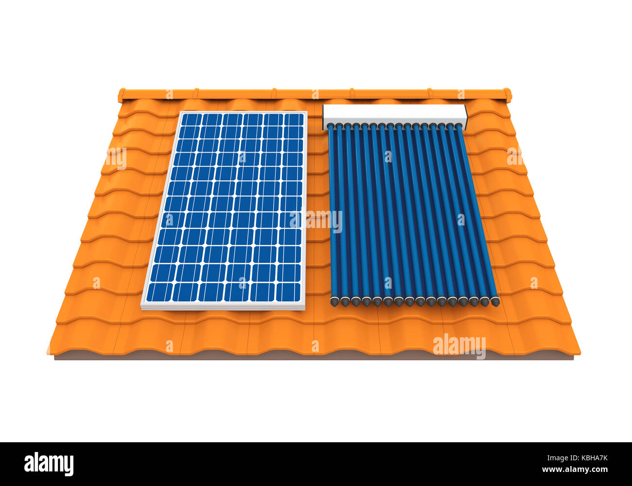Solar Panel and Solar Heat Pipe Collector Stock Photo - Alamy